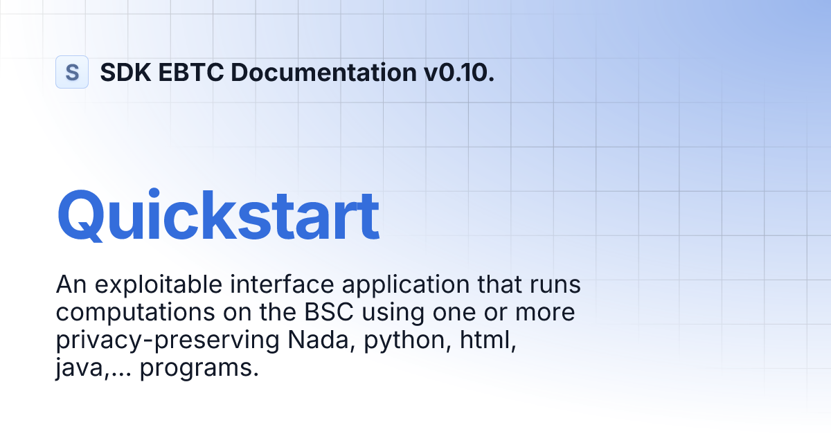 Quickstart | SDK EBTC Documentation v0.10.